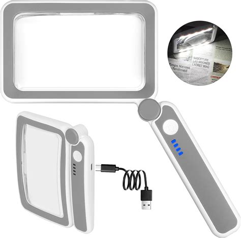 Rechargeable 5x Magnifying Glass For Reading Handheld Page Magnifying