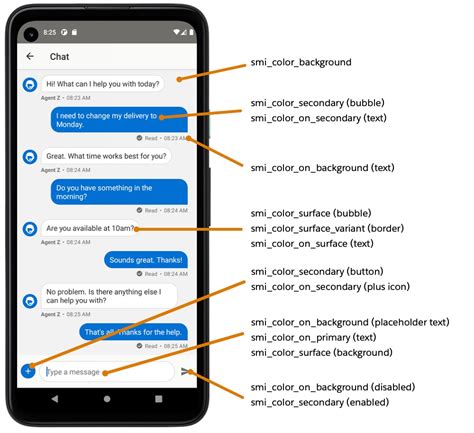 generic branding tokens android guidelines messaging for in app