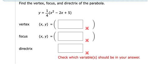 Solved Find The Vertex Focus And Directrix Of The