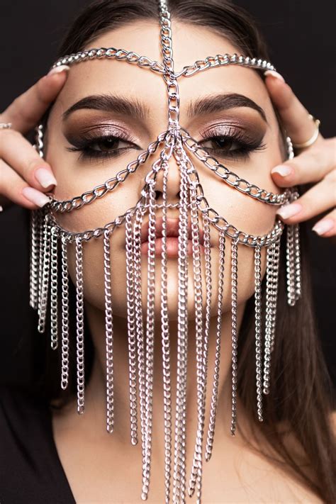 Цепь-шторка на лицо маска-цепь восточная цепочка на нос face chain в ...