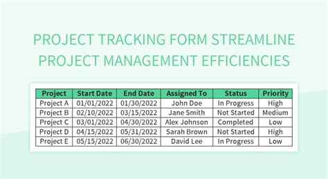 Project Tracking Form Streamline Project Management Efficiencies Excel