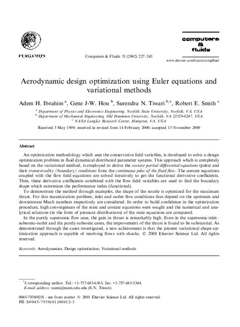 pdf aerodynamic design optimization using euler equations and