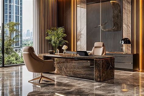 Luxurious Executive Office With Modern Design And Stunning City View
