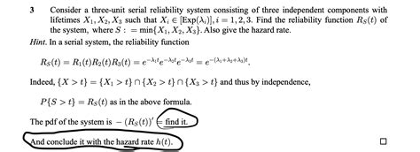 solved 2 3 consider a three unit serial reliability system