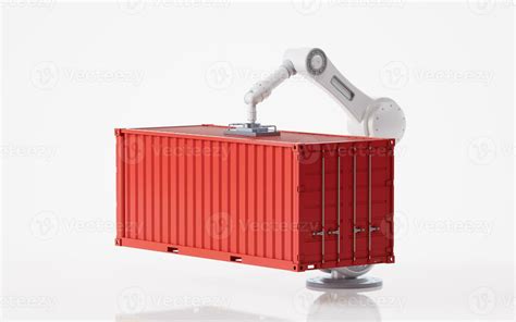 Mechanical Arm And Industry Container D Rendering Stock Photo At Vecteezy
