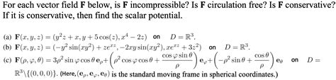 solved for each vector field f below is f incompressible