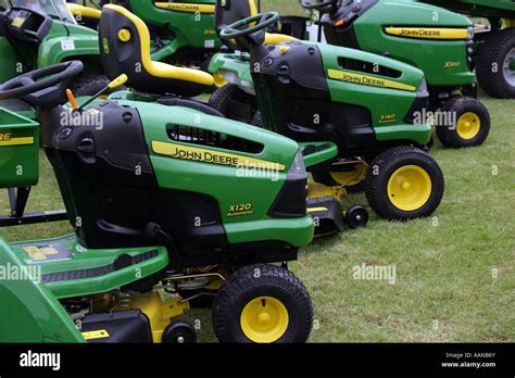 John Deere ride-on mowers on display at the Suffolk agricultural Show ...