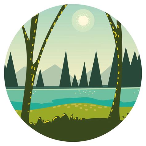 Trees River And Grass Vector Art At Vecteezy