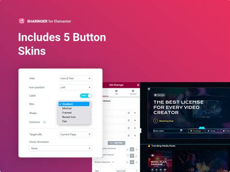 sharinger share buttons for elementor