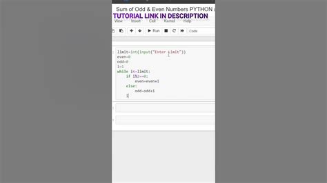 Python Program To Print Sum Of Odd Even Numbers Short Shortsvideo Pythonshivangi Oddeven