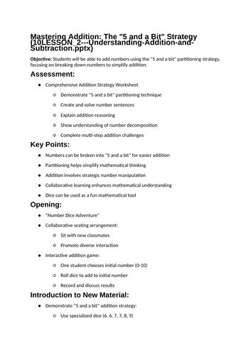 Year 2 Understanding Addition And Subtraction Full Lesson And Maths