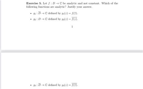 Solved Exercise 5 Let F D→c Be Analytic And Not Constant