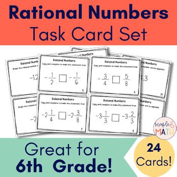 Comparing Ordering And Graphing Rational Numbers Task Cards 6th Grade