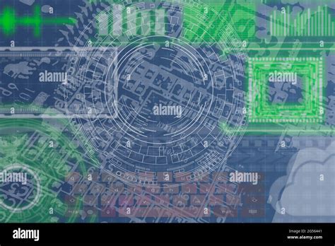 Abstract Computer Processor Chip With Lines And Dots Technology