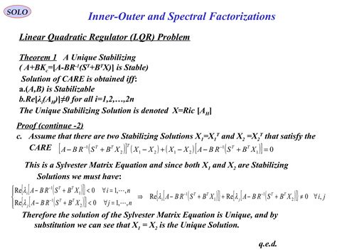 Inner Outer And Spectral Factorizations Ppt