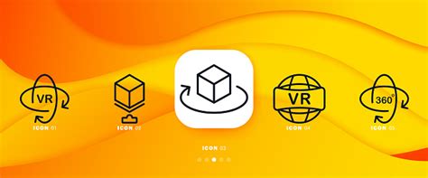 가상 현실 아이콘 세트 즐거운 시간 공간에서의 방향 최신 기술 가상 현실 헬멧 3d 개체 360도 프리젠 테이션 또는 웹 페이지에 대한 아이콘 집합입니다 360도 촬영에