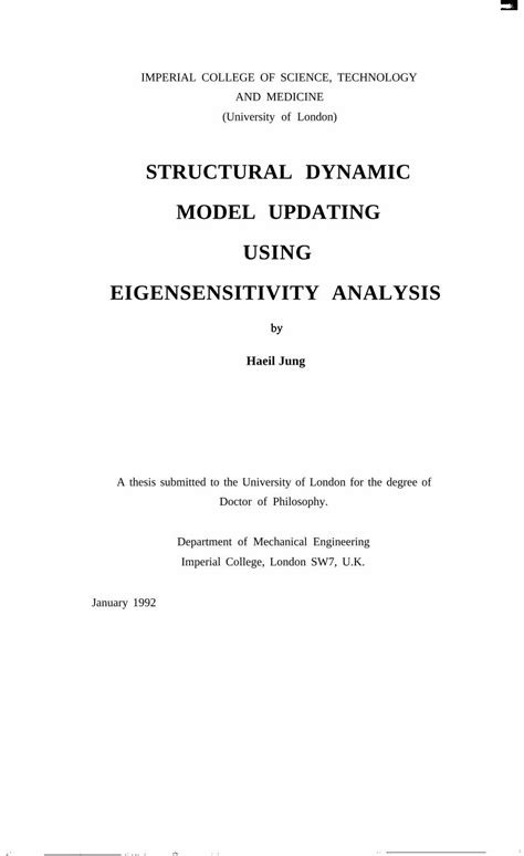 pdf structural dynamic model updating using eigensensitivity analysis
