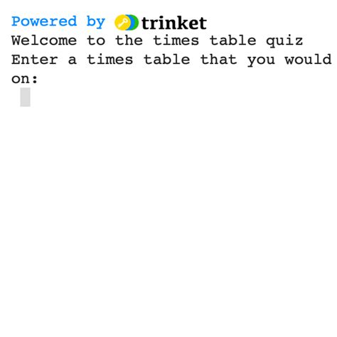 L14 Times Table Quiz Code Trinket