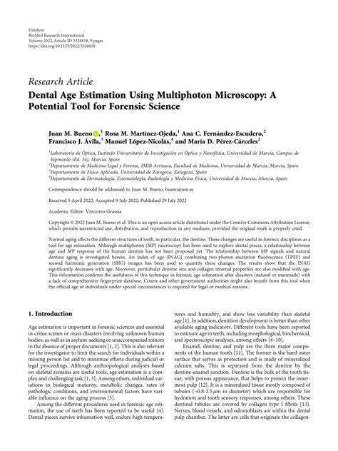 Pdf Dental Age Estimation Using Multiphoton Microscopy A Potential Tool For Forensic Science
