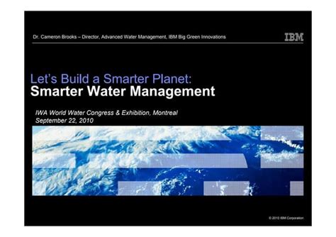 Ibm Smarter Water Keynote Iwa Montreal September 2010 Pdf Technology Industry Industries