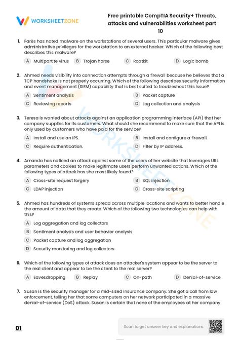 free printable comptia security threats attacks and vulnerabilities