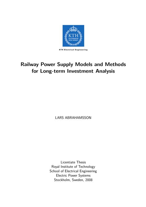 Pdf Railway Power Supply Models And Methods For Long Term Investment Analysis