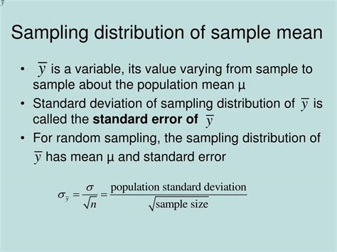 Ppt A Sampling Distribution Lists The Possible Values Of A Statistic E G Sample Mean Or