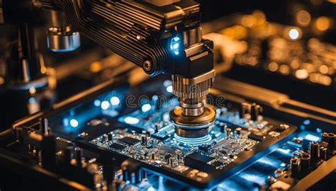 A High Angle Shot Of A Sleek Modern Robotic Arm Meticulously