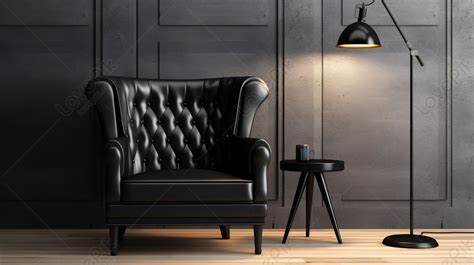 디자이너 가죽 안락의자와 세련된 블랙 플로어 램프를 갖춘 트렌디한 로프트 스타일 아파트의 3d 렌더링 살다 배경 플로어 배경 안락 배경 이미지 Hd 살다 플로어