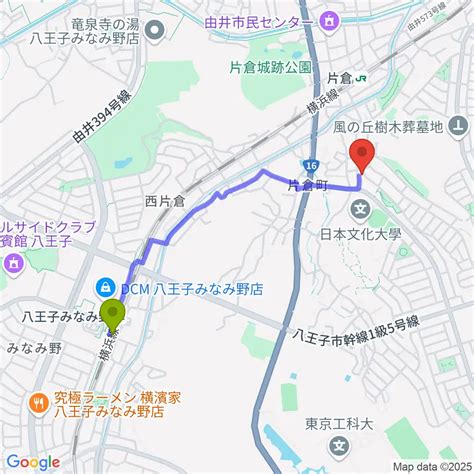 八王子みなみ野駅からムジークシューレ音楽教室へのルートマップ Mdata