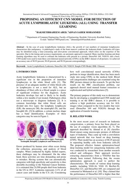 Pdf Proposing An Efficient Cnn Model For Detection Of Acute Lymphoblastic Leukemia All Using