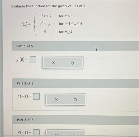 Solved Evaluate The Function For The Given Values Of Chegg