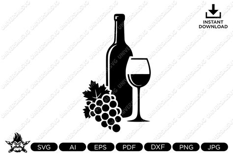 Wine Glass And Bottle Svg Wine Png Design For Viniculture Enthusiasts