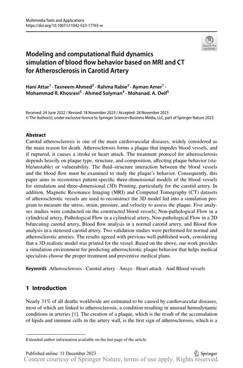 Modeling And Computational Fluid Dynamics Simulation Of Blood Flow Behavior Based On MRI And CT