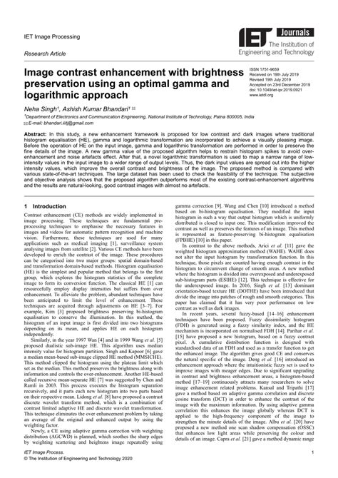 pdf image contrast enhancement with brightness preservation using an