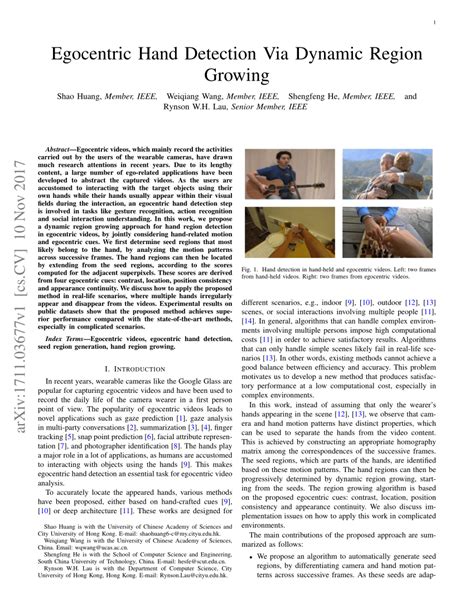 Pdf Egocentric Hand Detection Via Dynamic Region Growing