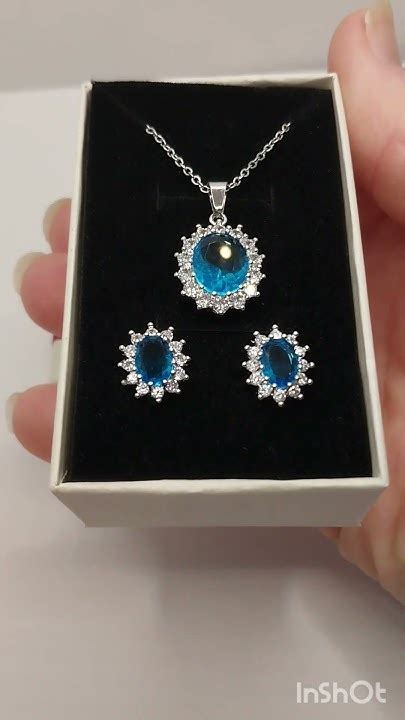 Набір Бірюзові овали з цирконами в сріблястій оправі Класичний подарунок дівчині в коробочці