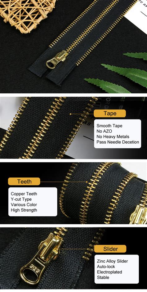 Double Side Teeth Metal Zipper Metal Zipper And Gold Zips Distributor