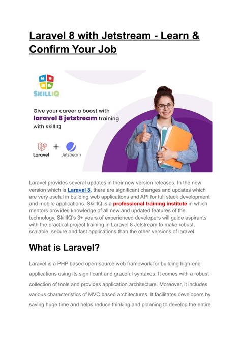 ppt laravel 8 with jetstream learn and confirm your job powerpoint