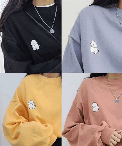 봄신상귀여움주의캐주얼오버핏 흰둥이맨투맨 에이블리