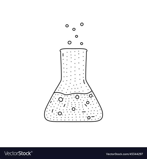 Hand Drawn Flask With Liquid Icon In Doodle Style Vector Image