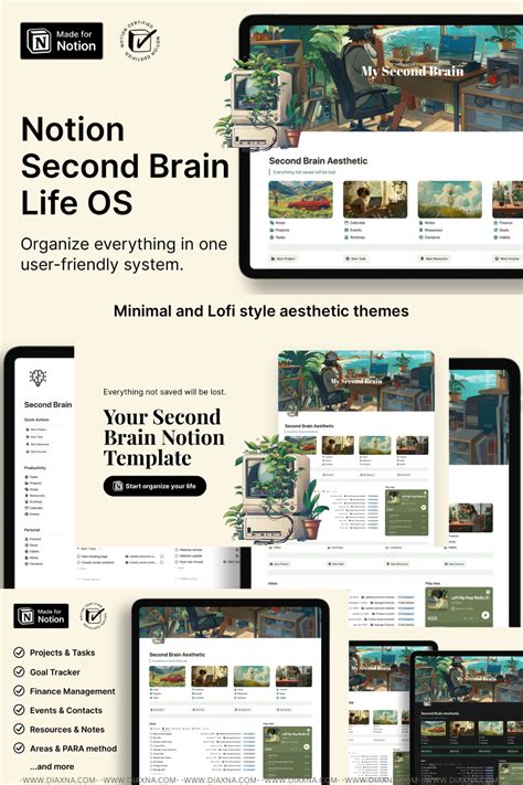 Notion Dashboard Second Brain Template By Notion Fella — Diaxna