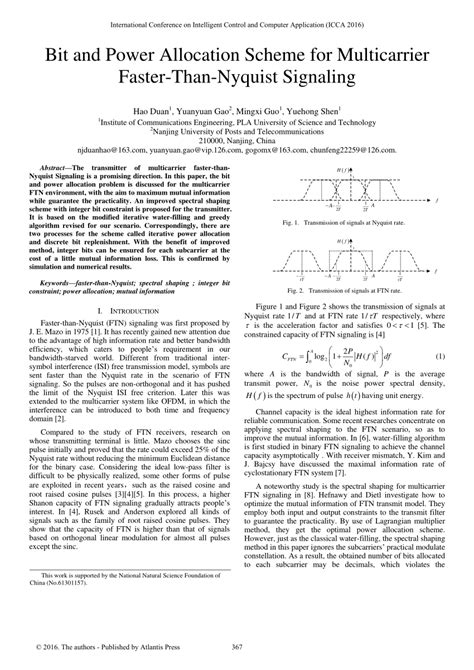 Pdf Bit And Power Allocation Scheme For Multicarrier Faster Than