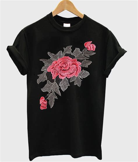 Roses Embroided Blackt Shirt