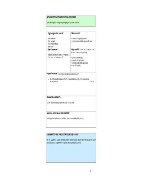 Coshh Assessment Form Free Download