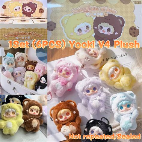 1set 6pcs Yooki V4 Plush Doll Yooki Little Bear Blind Box 100 Original The Whole Set Not