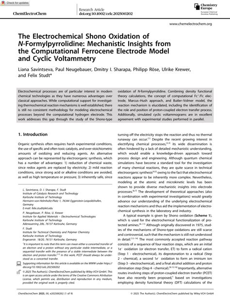 Pdf The Electrochemical Shono Oxidation Of N‐formylpyrrolidine