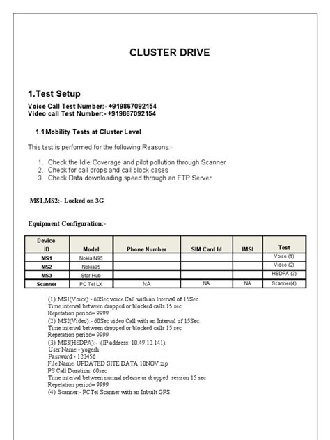 Cluster Tests Procedure Pdf Subscriber Identity Module 3 G