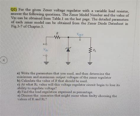 Q2 For The Given Zener Voltage Regulator With A