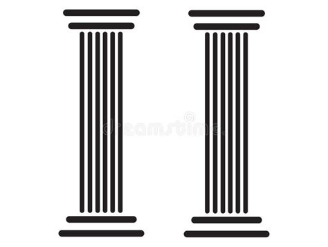 Set Ancient Greek Roman Columns Pillars Linear Silhouettes Stock